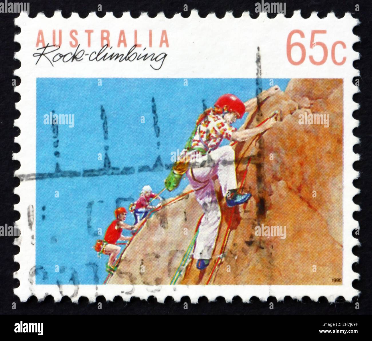 AUSTRALIA - CIRCA 1992: a stamp printed in the Australia shows Rock ...