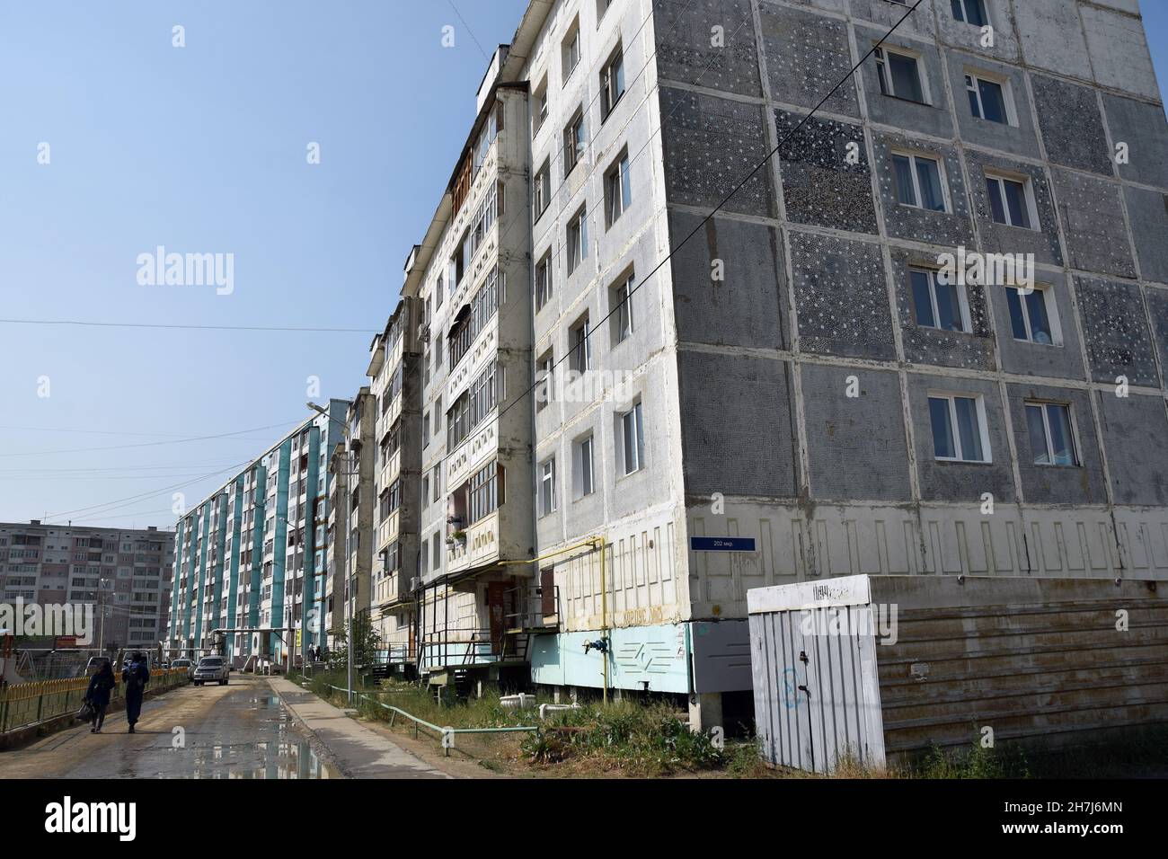 Living buildings of a residential area in Yakutsk, Sakha republic Stock ...