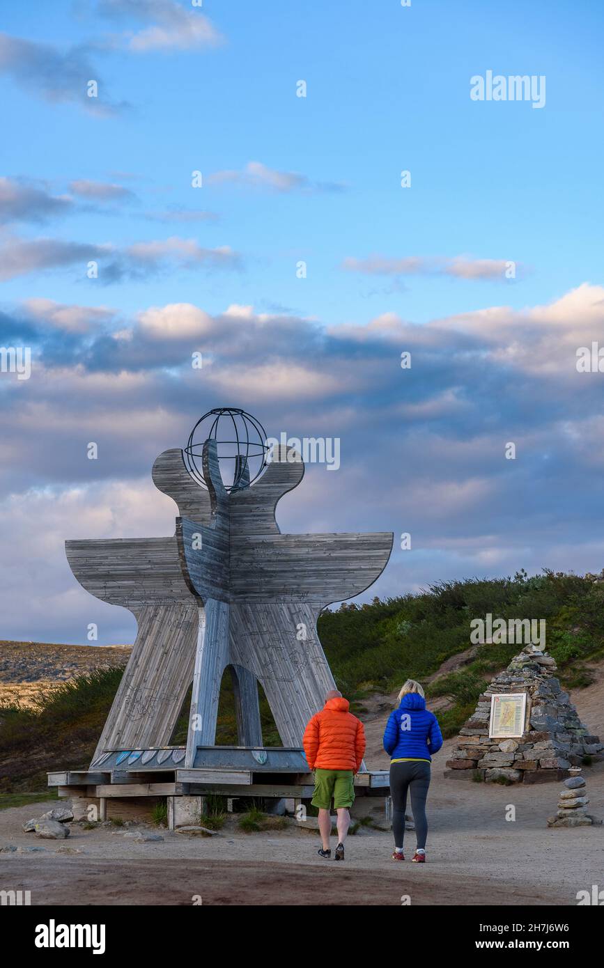 Saltfjell with the center of the Arctic Circle on the E6 road, Norway ...