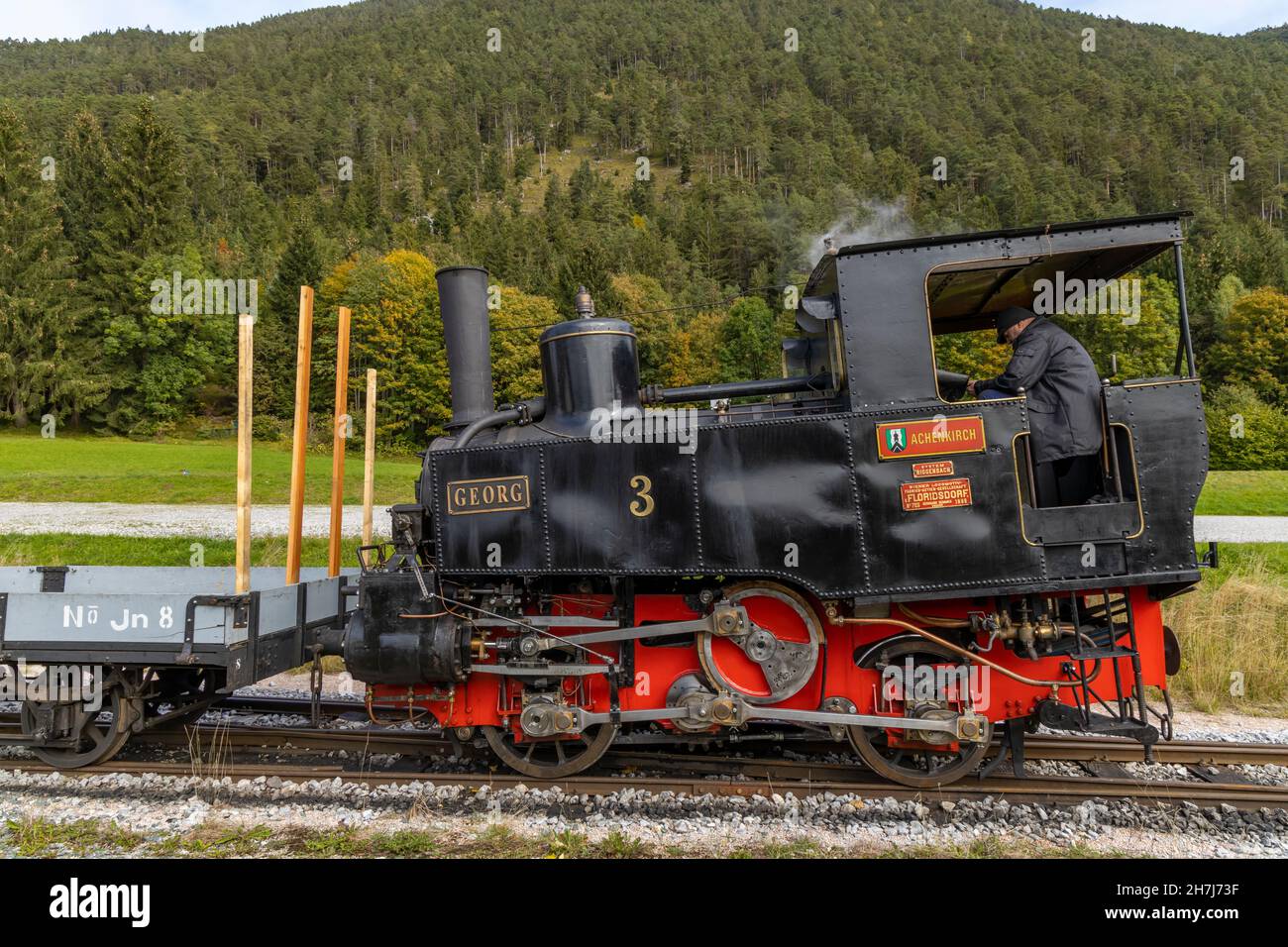 Historical steam locomotive, Achensee lake railroad, Tiro, Austria ...