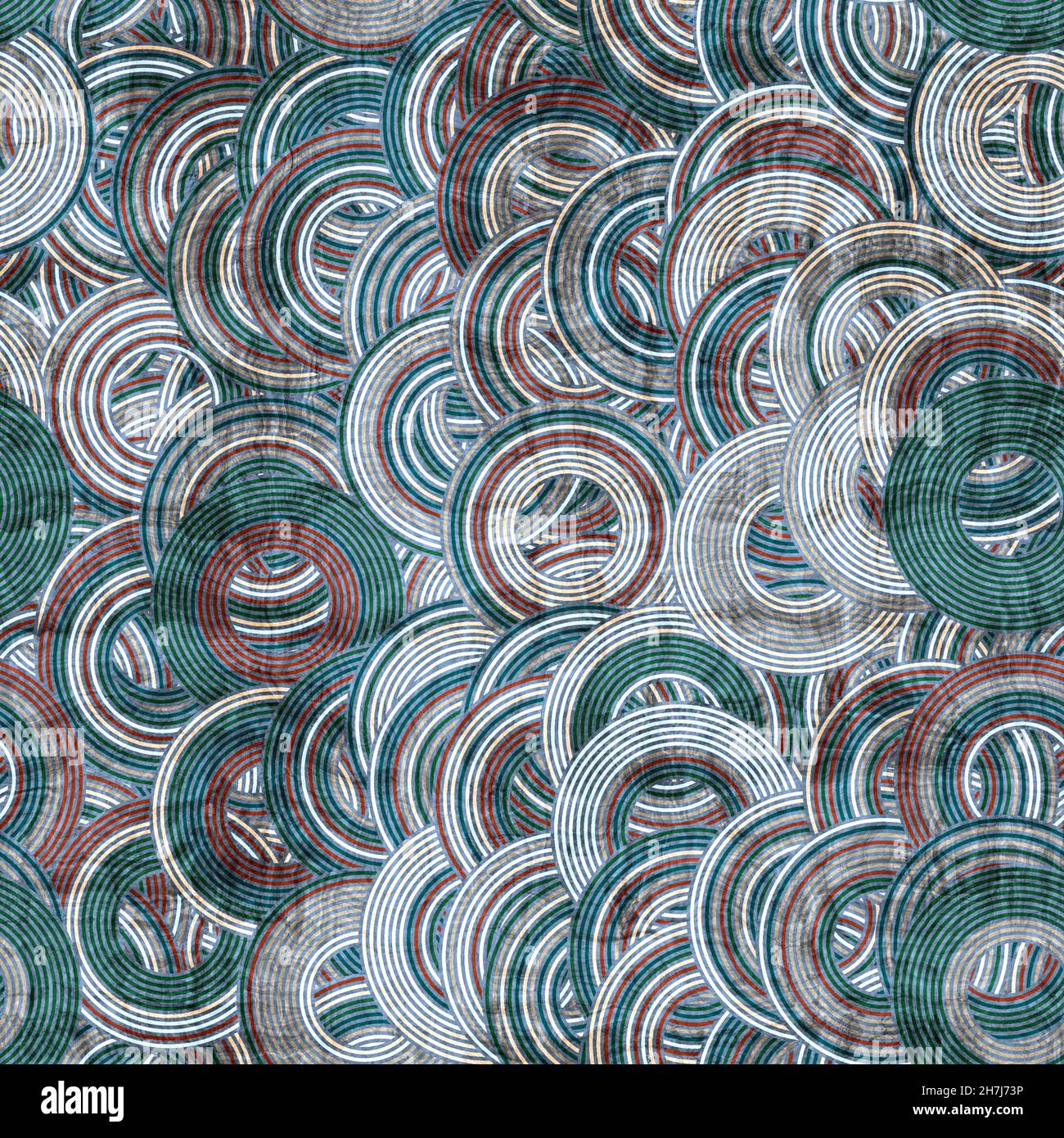 Seamless concentric circle in retro colors surface pattern design for ...