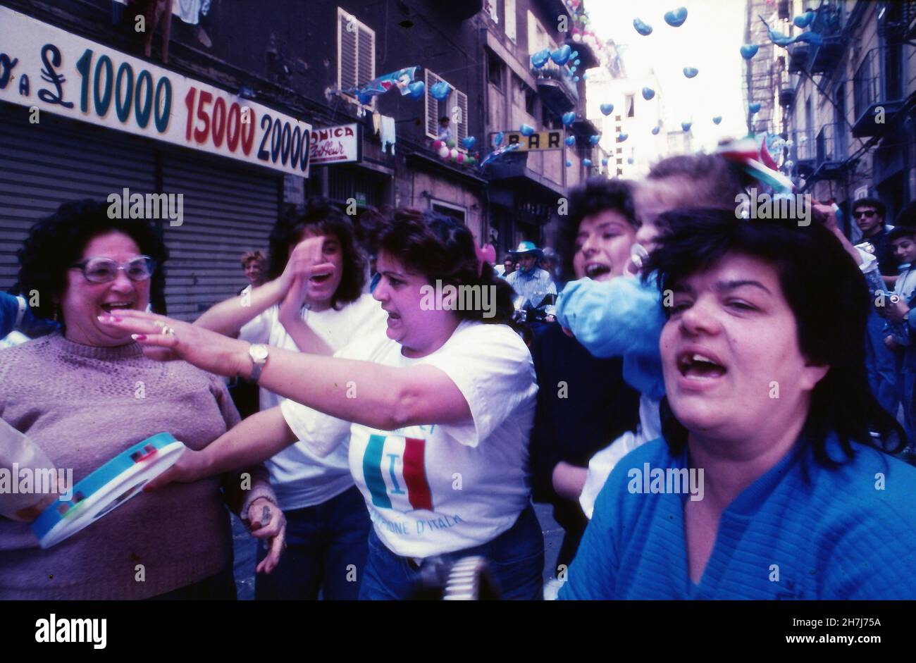 Naples, May 10th, 1987.The Neapolitan people celebrating the victory of ...