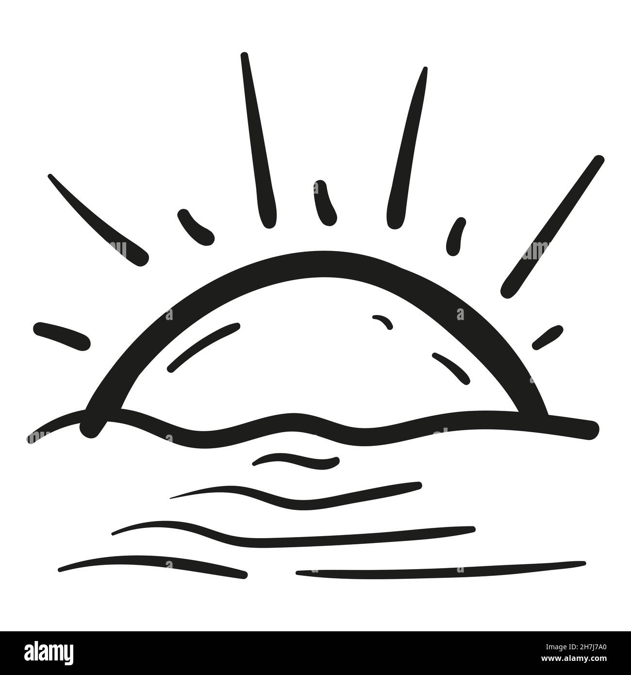 Hand drawn Sunset icon in doodle style isolated Stock Vector Image ...
