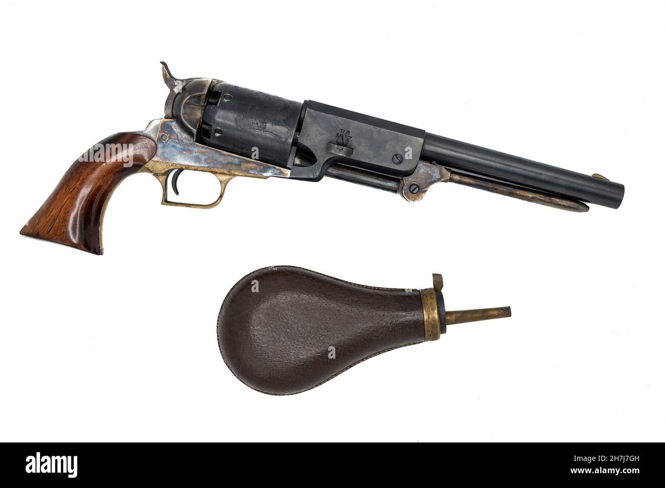 BARCELONA, SPAIN - Oct 25, 2021: A muzzle-loading revolver pistol and ...