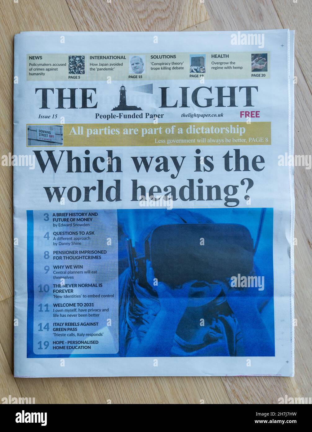 Front page of conspiracy theory-based newspaper The Light published by ...