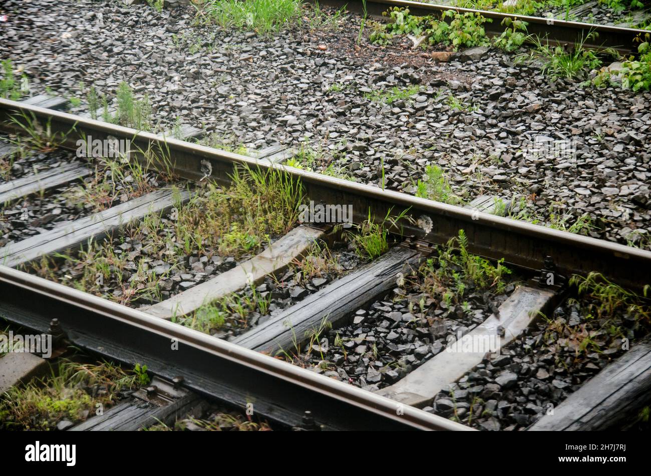 Metal railway track with nobody around - traveling conceptual photo ...