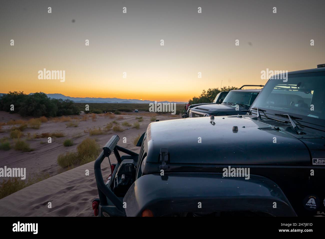 Offroad vehicles visiting sand dunes in Coahuila, Mexico Stock Photo ...