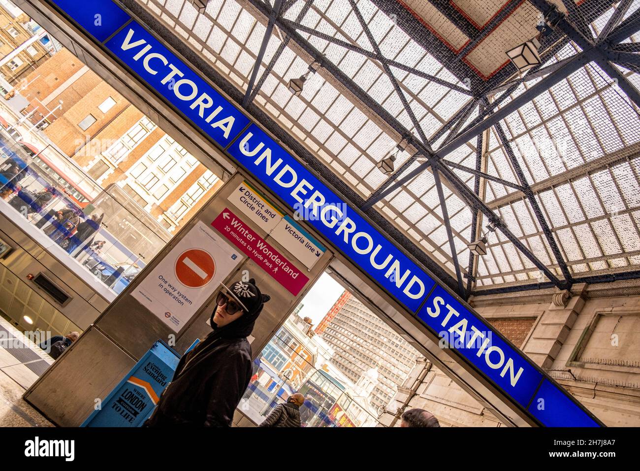Victoria London England UK, November 21 2021, Entrance To Victoria Tube ...