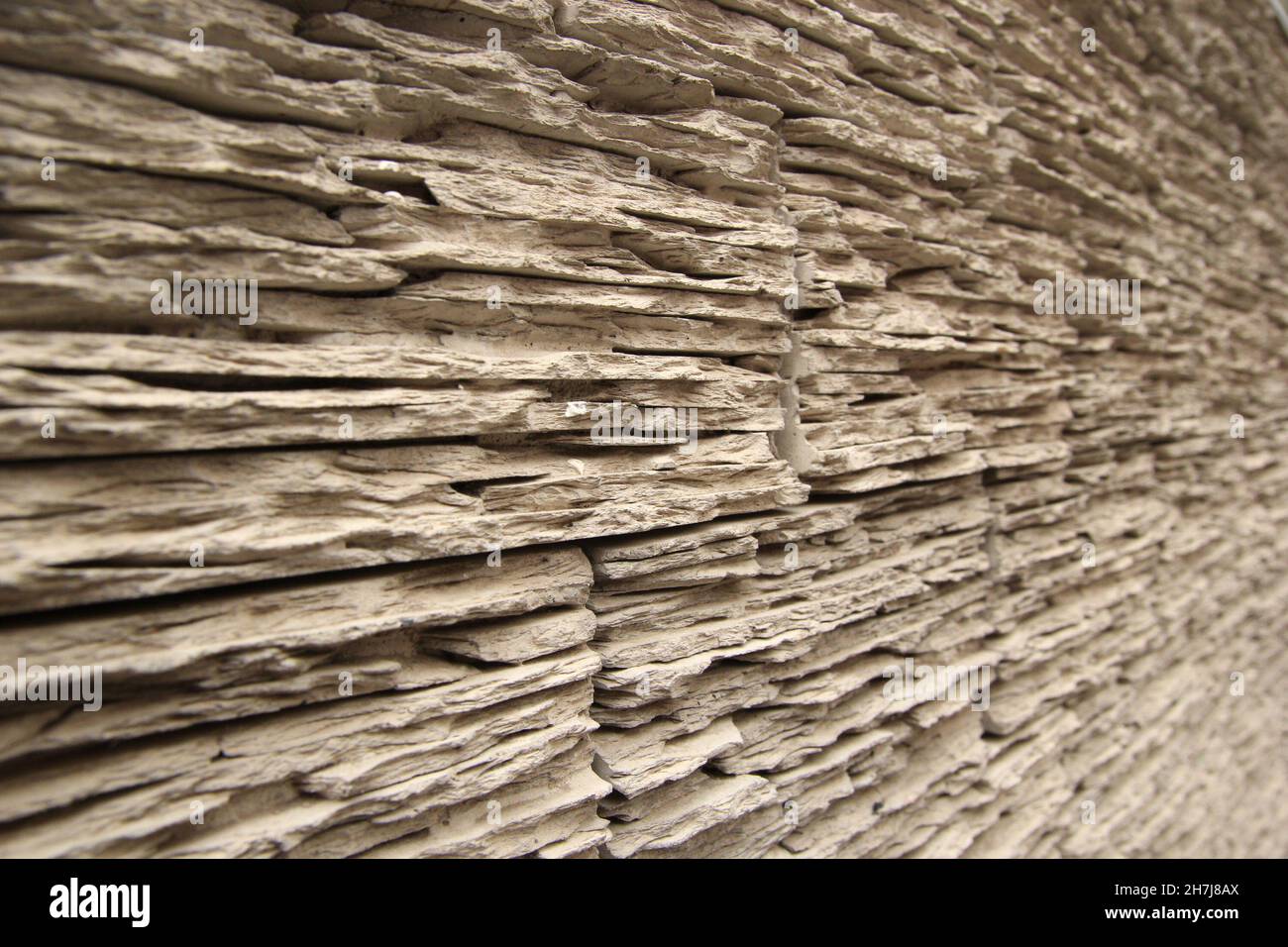 Wooden wall perspective view, wall with plaster background. Blurred ...