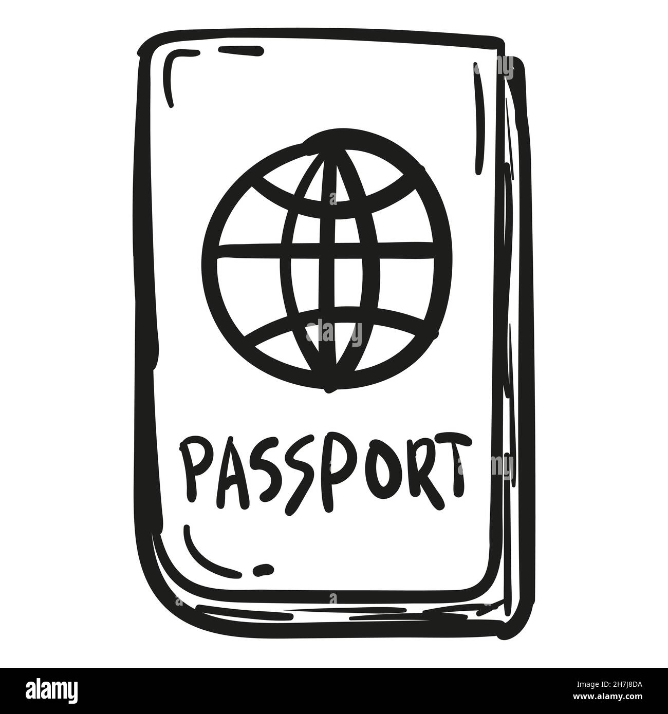 Hand drawn passport icon in doodle style isolated Stock Vector Image ...