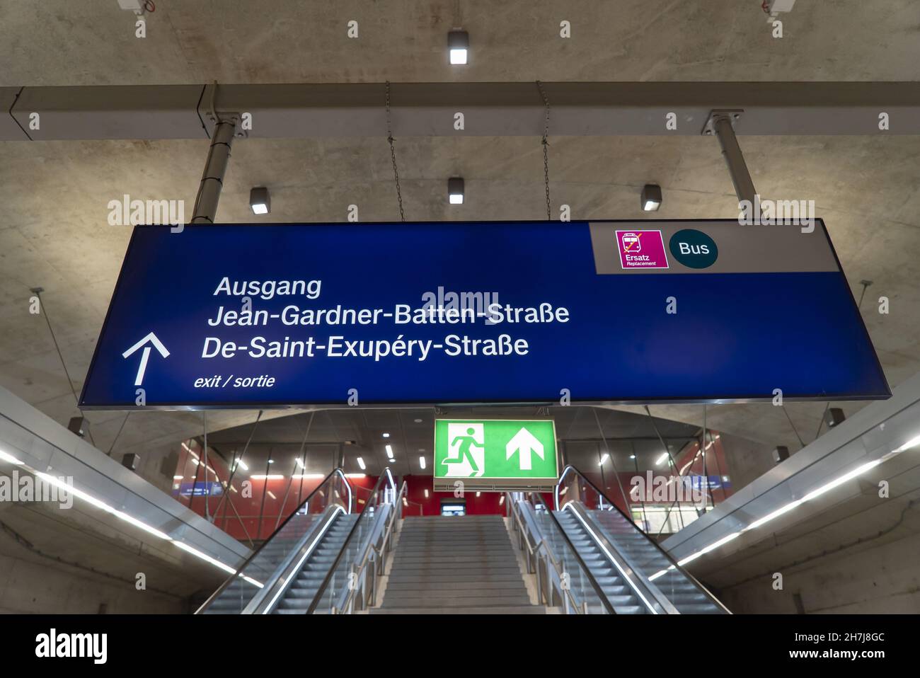 About bus directions illustrated on the screen with escalators and an ...