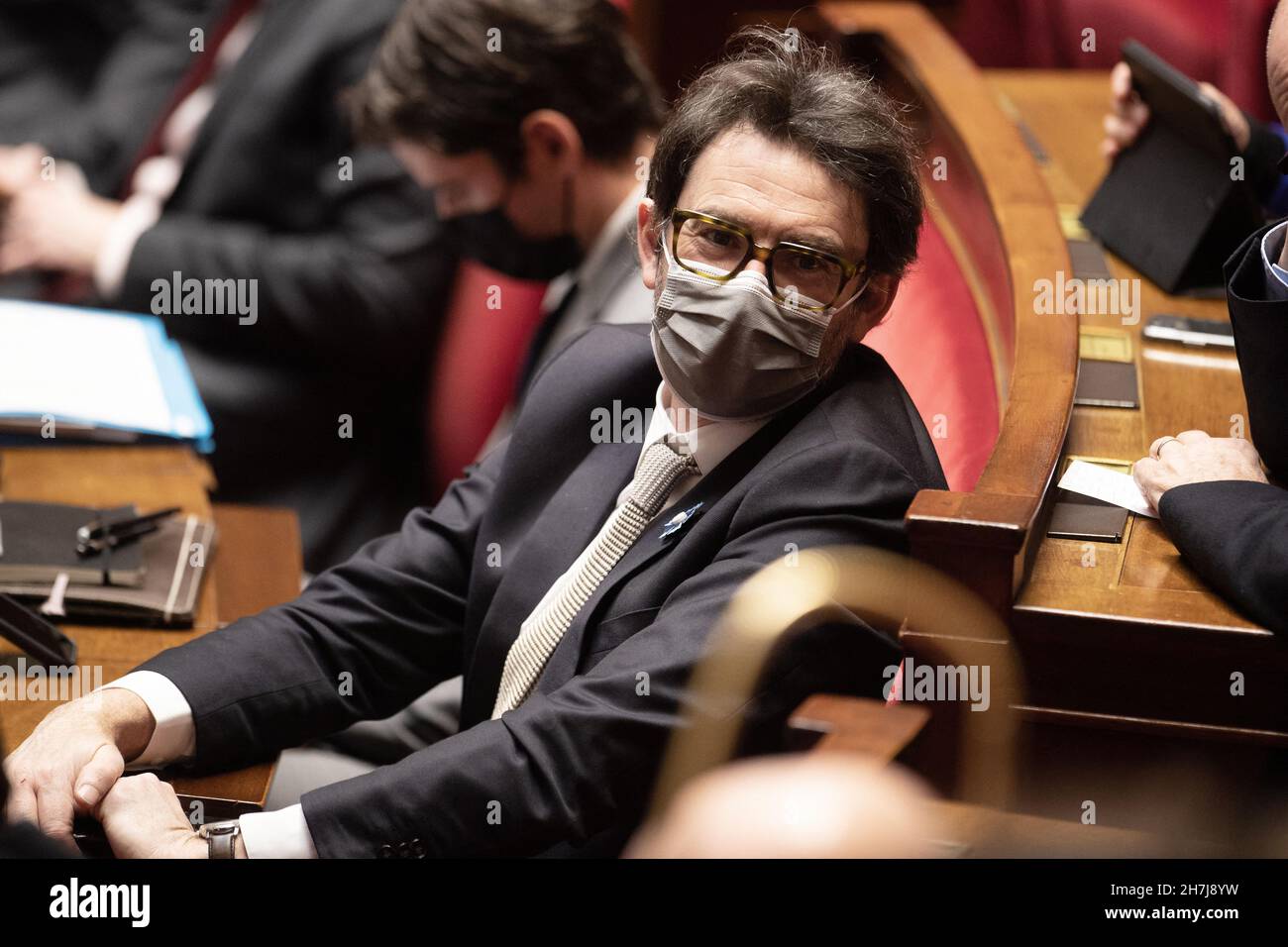 Deputy, Erwan Balanant attends a session of Questions to the Government ...