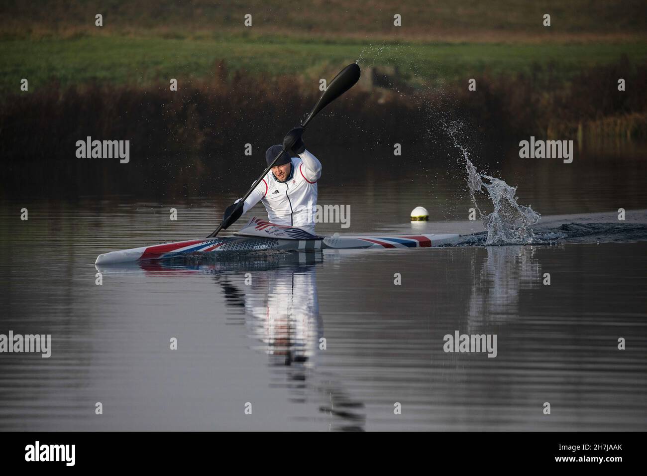 British sprint canoeist Liam Heath, MBE, during a morning training ...
