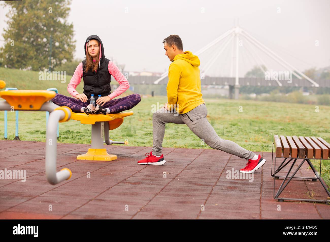 Amazing and strong friends are stretching together in a different way ...