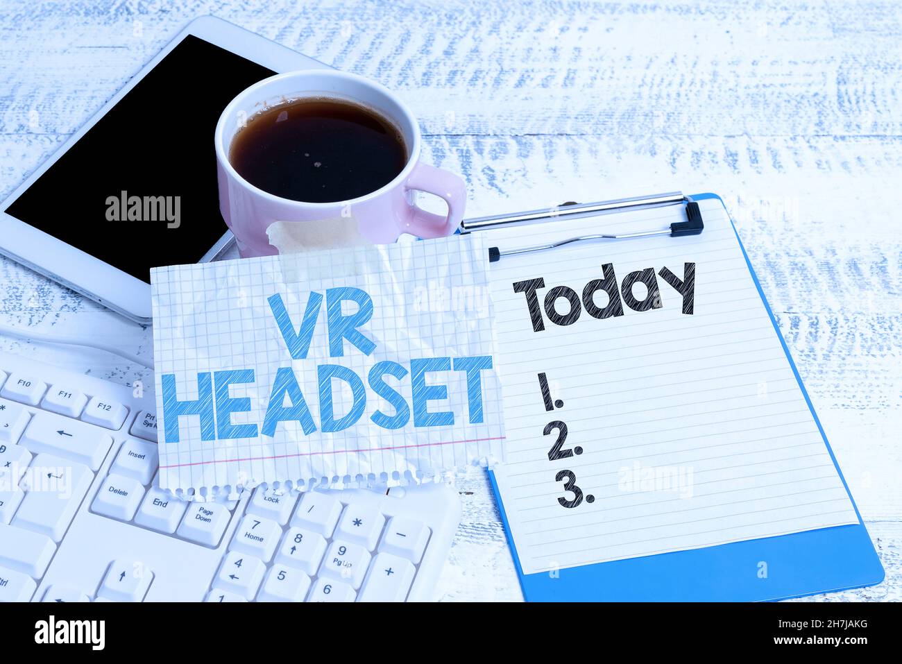 Sign displaying Vr Headset. Business showcase headmounted device that ...