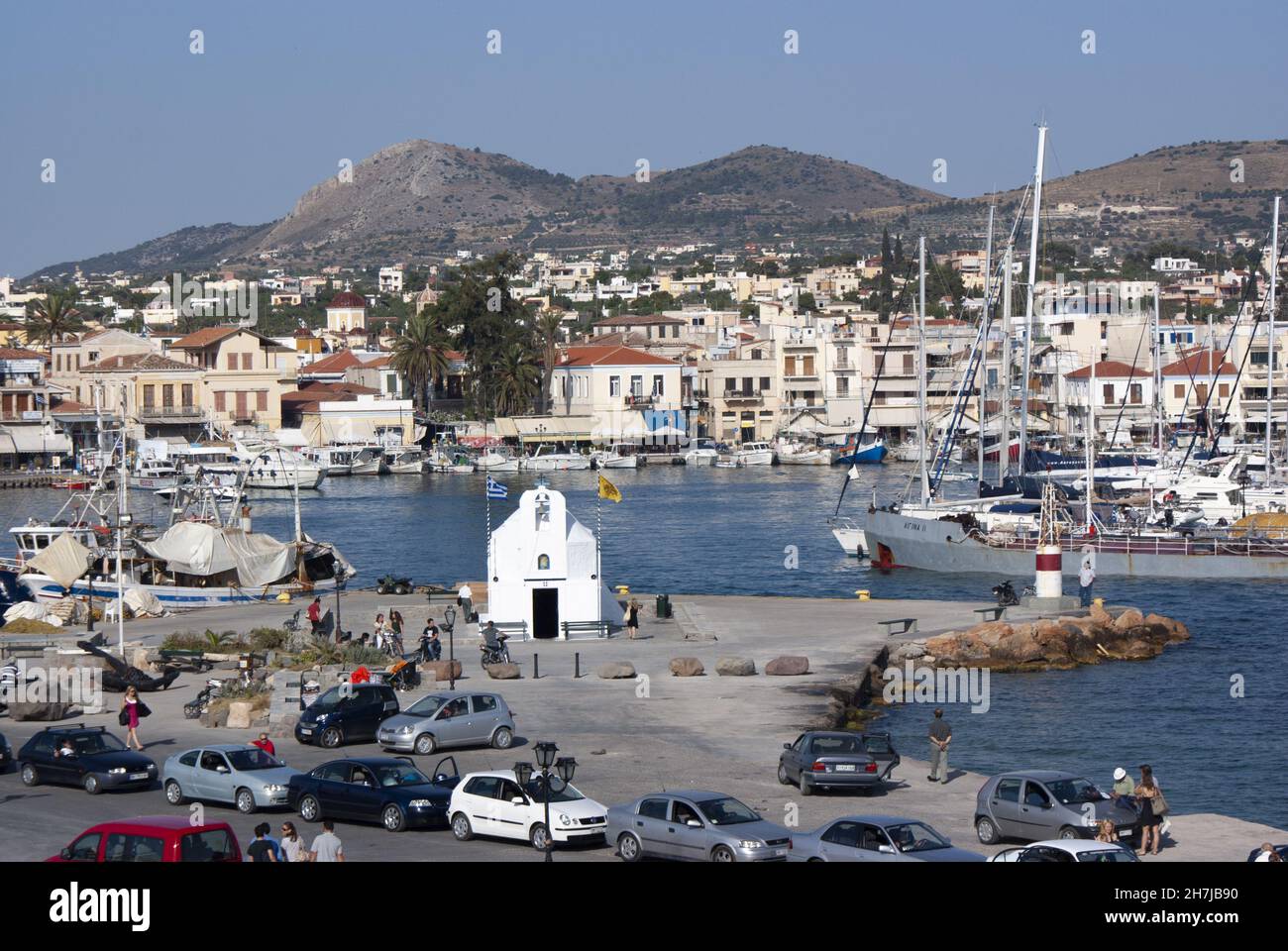 Aegina - Greece - June 7 2009 : Beautiful colourful harbour of this ...