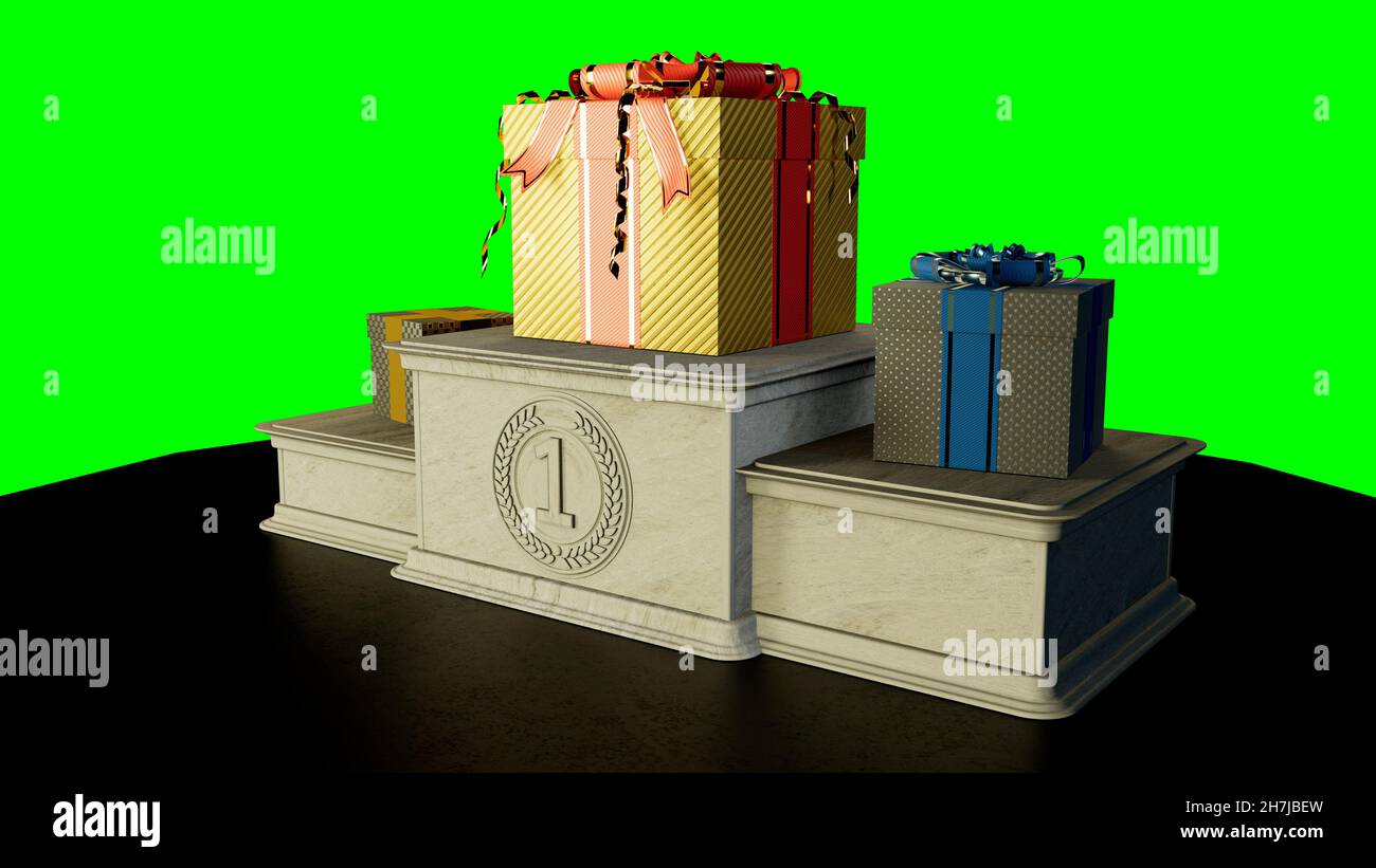 winners podium with present boxes - 1st prize concept, isolated ...
