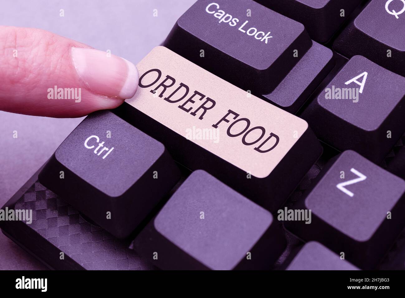 Hand writing sign Order Food. Business overview the process of ...