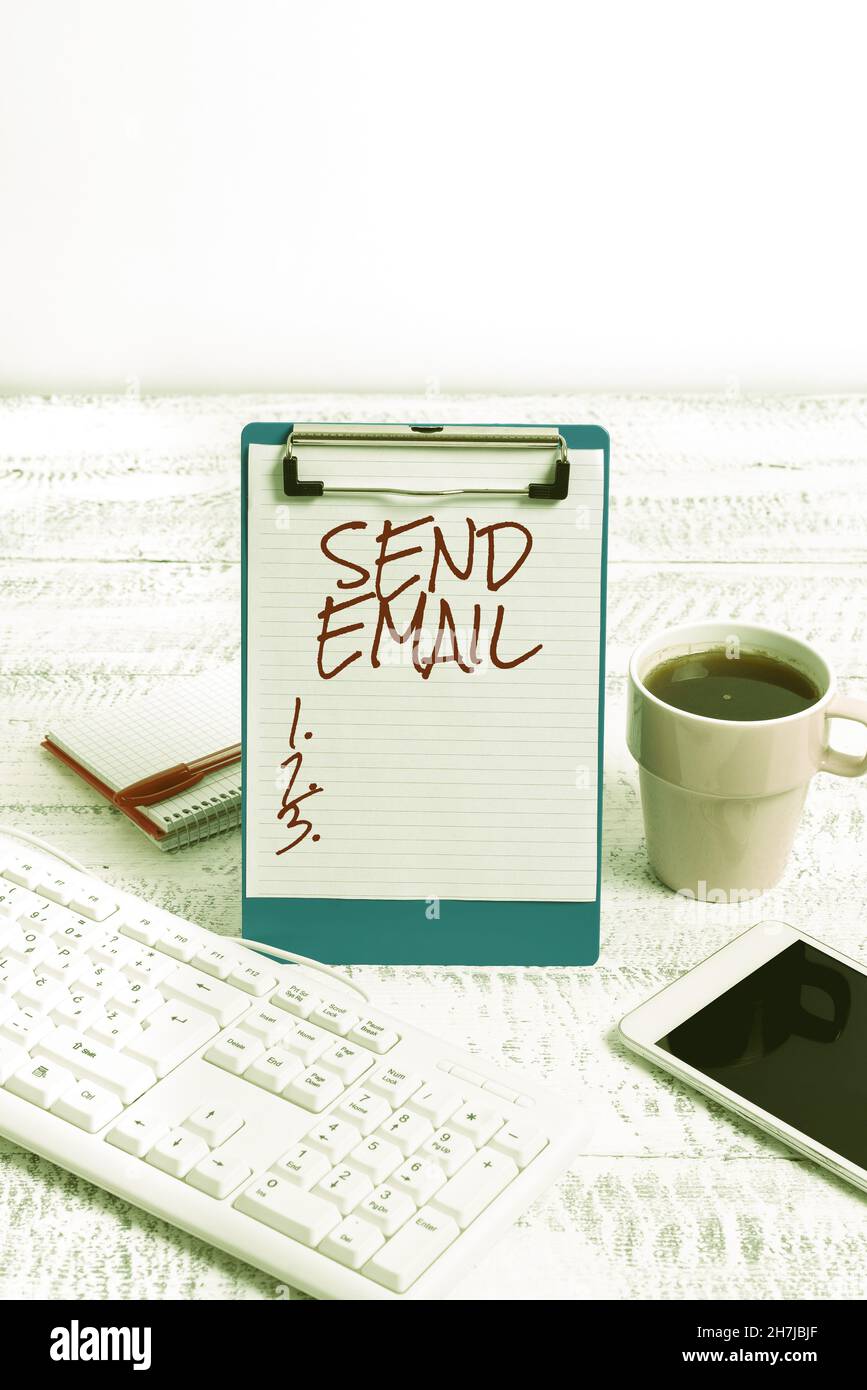 Conceptual caption Send Email. Word for the system for using computers to send messages over the ...