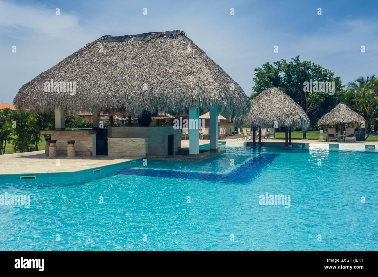 Outdoor resort pool Swimming pool of luxury hotel. Swimming pool in ...