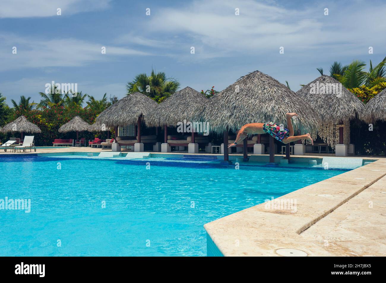 Outdoor resort pool Swimming pool of luxury hotel. Swimming pool in ...