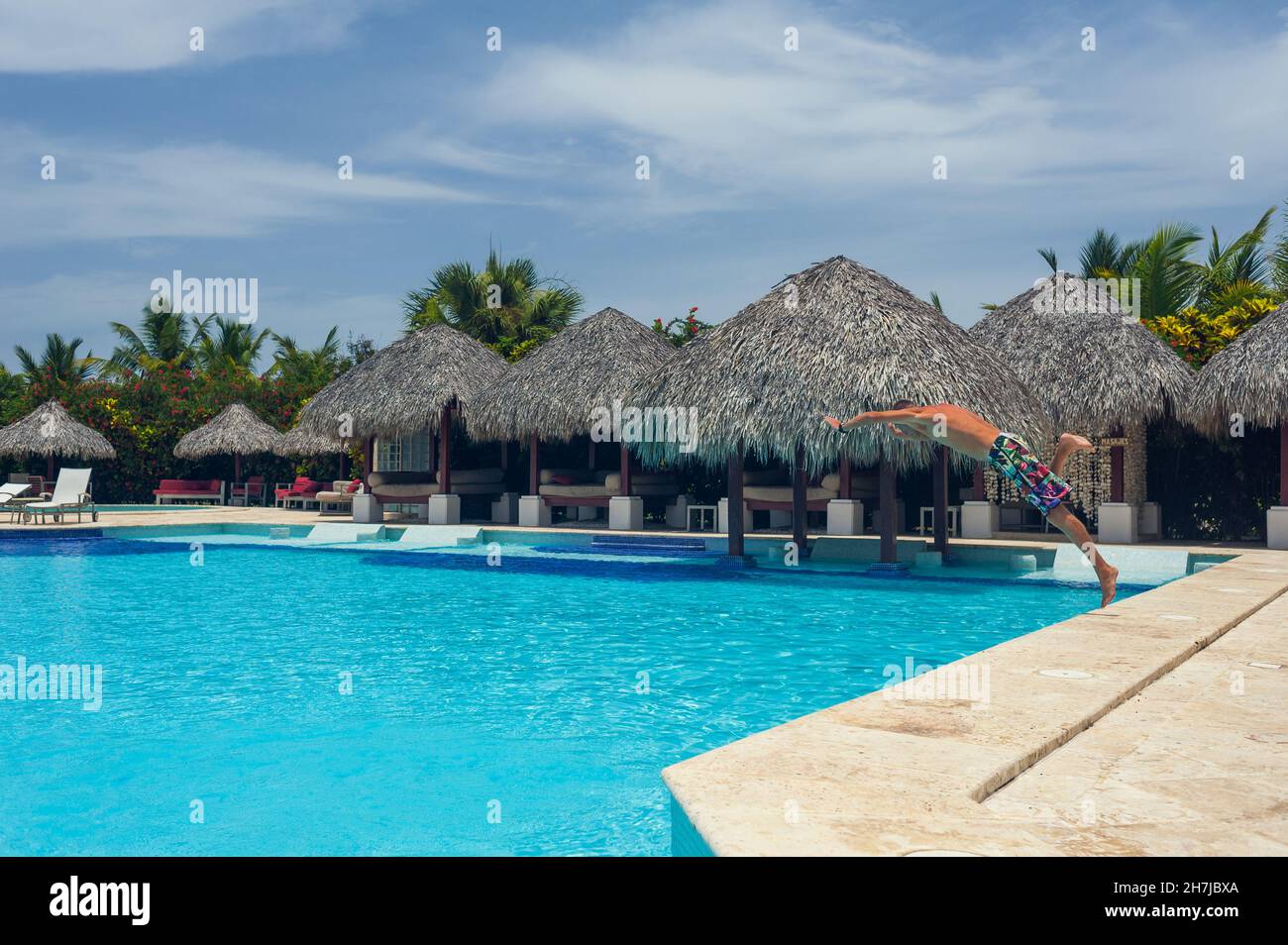 Outdoor resort pool Swimming pool of luxury hotel. Swimming pool in ...