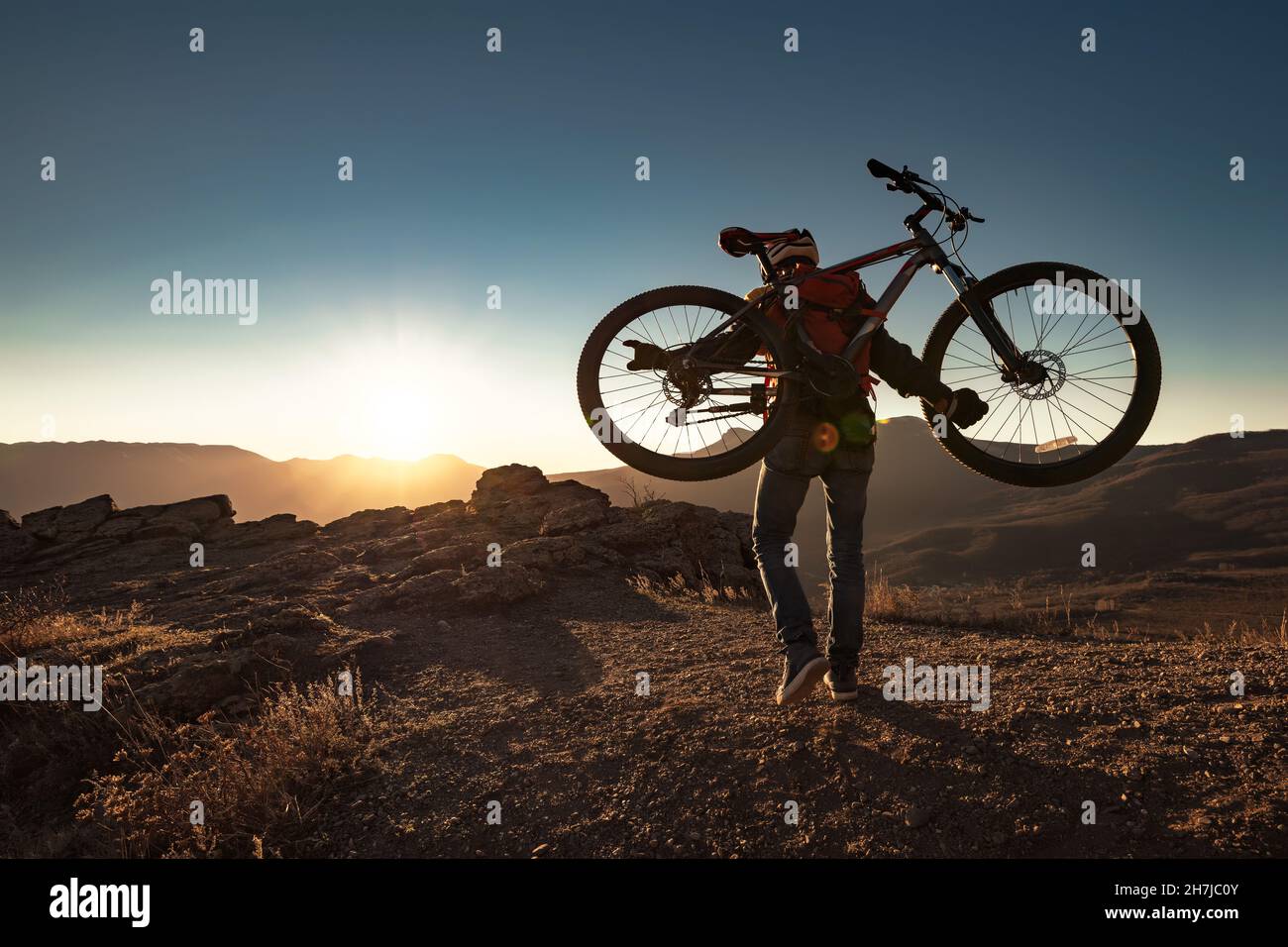Uphill bike silhouette not motor hi-res stock photography and images ...