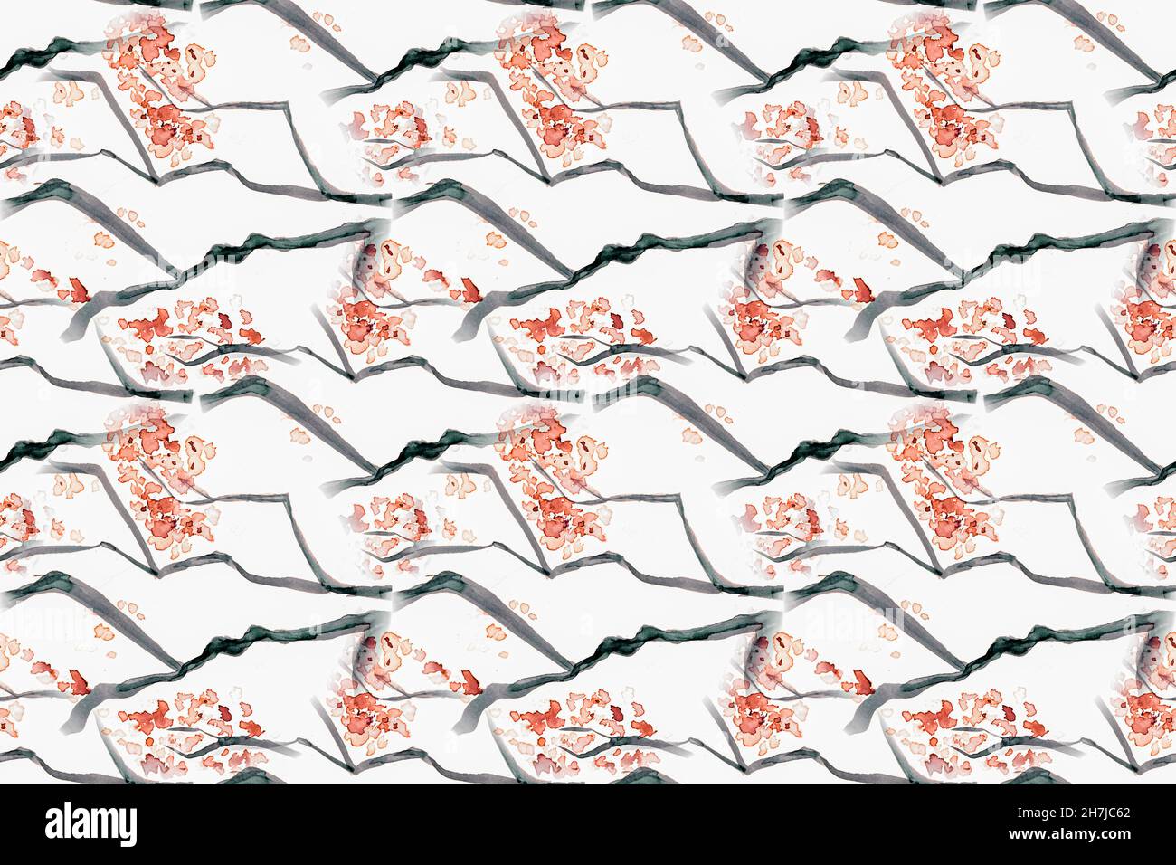 Sakura blossom seamless watercolor Cut Out Stock Images & Pictures - Alamy