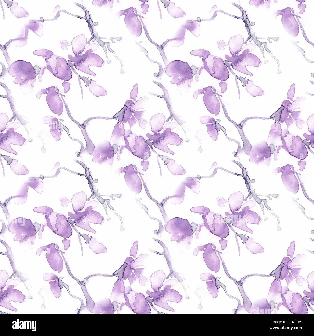 Watercolour Cherry Blossom Tree. Seamless Sakura Stock Photo - Alamy