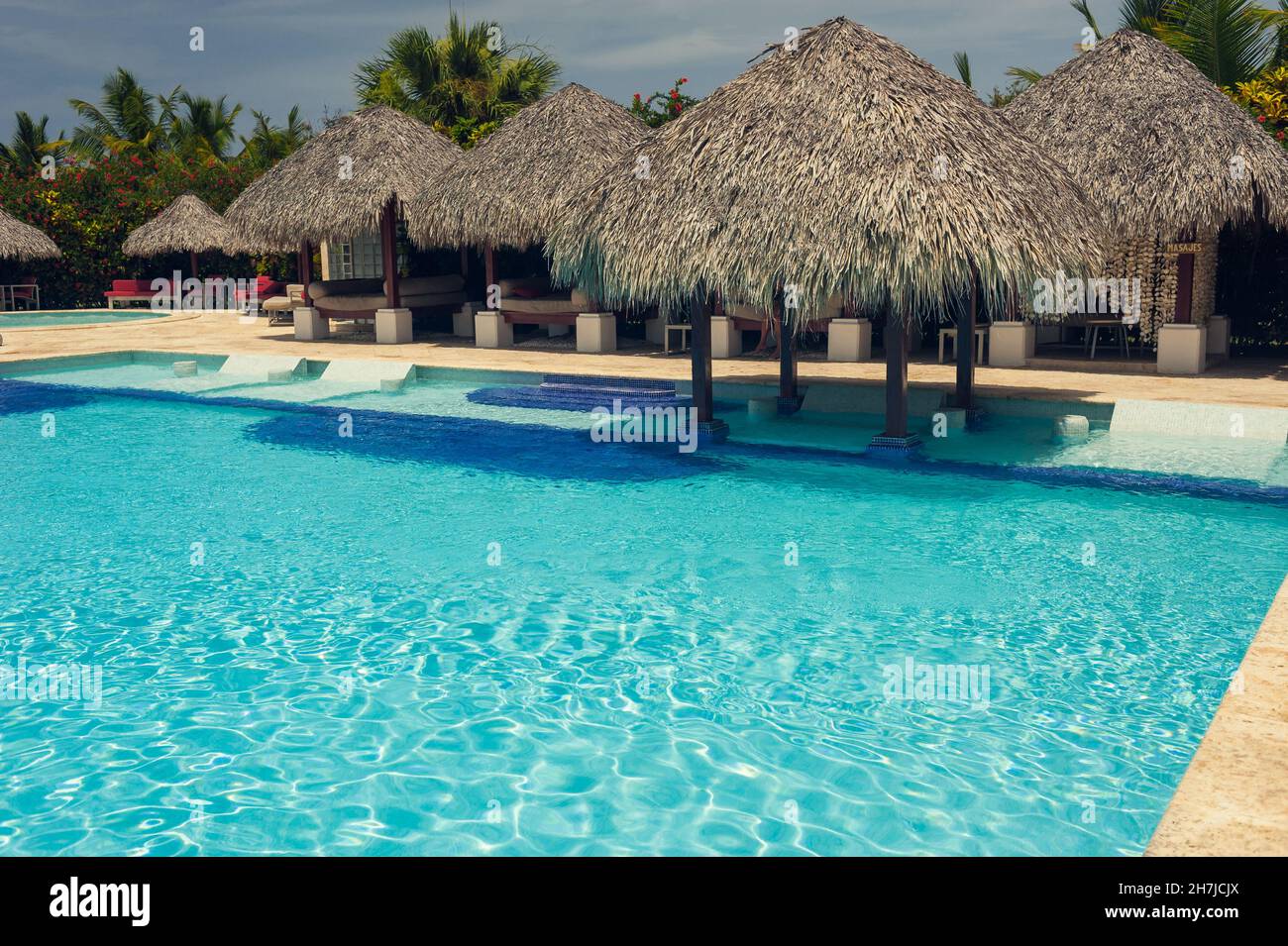 Outdoor resort pool Swimming pool of luxury hotel. Swimming pool in ...