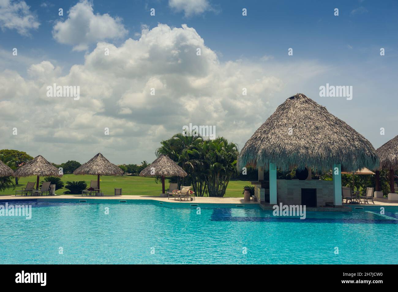 Outdoor resort pool Swimming pool of luxury hotel. Swimming pool in ...