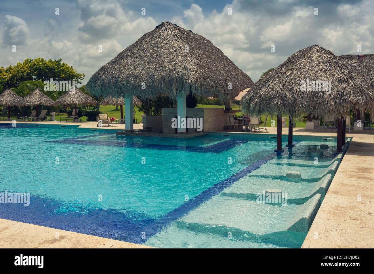 Outdoor resort pool Swimming pool of luxury hotel. Swimming pool in ...