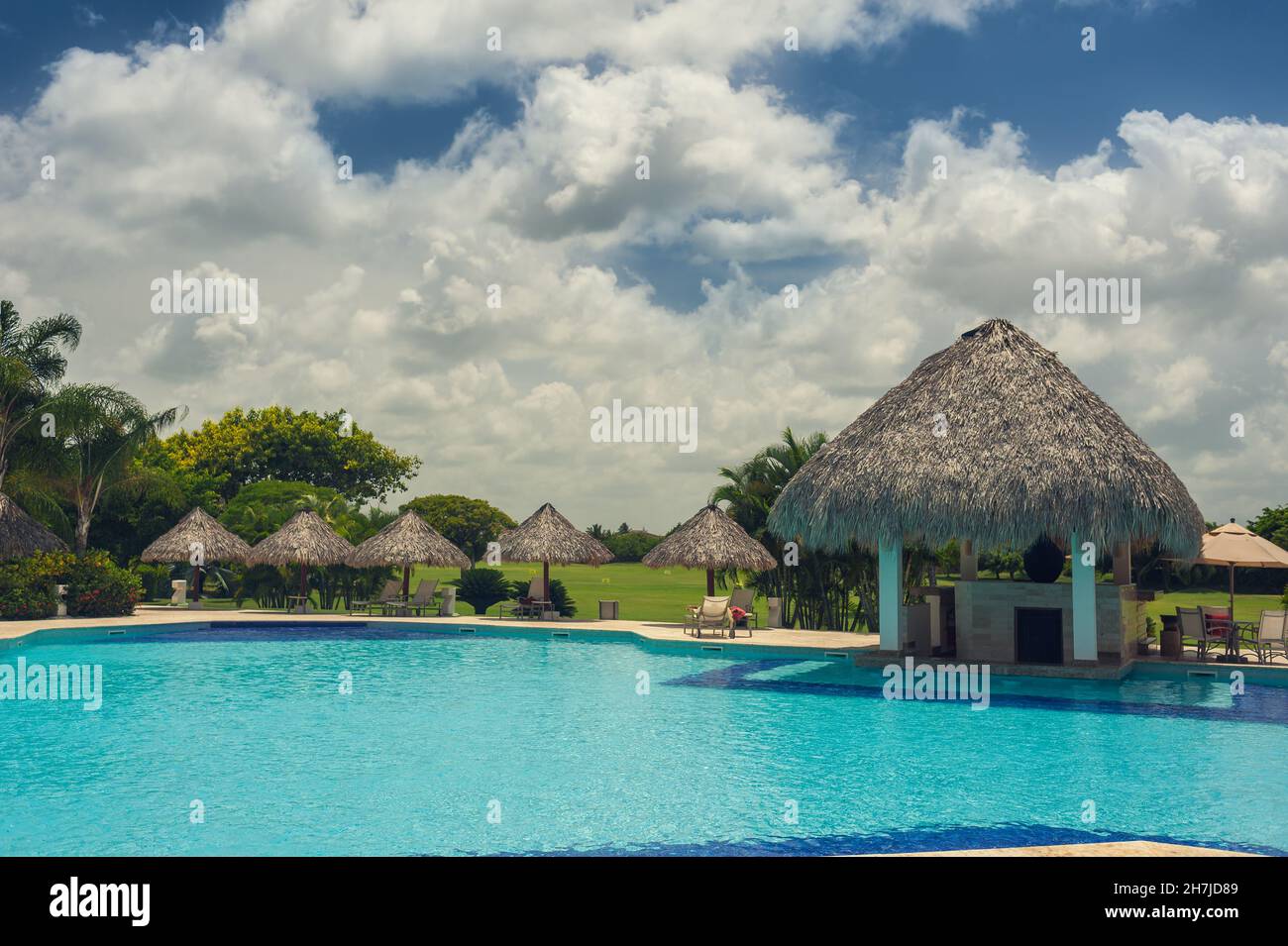 Outdoor resort pool Swimming pool of luxury hotel. Swimming pool in ...