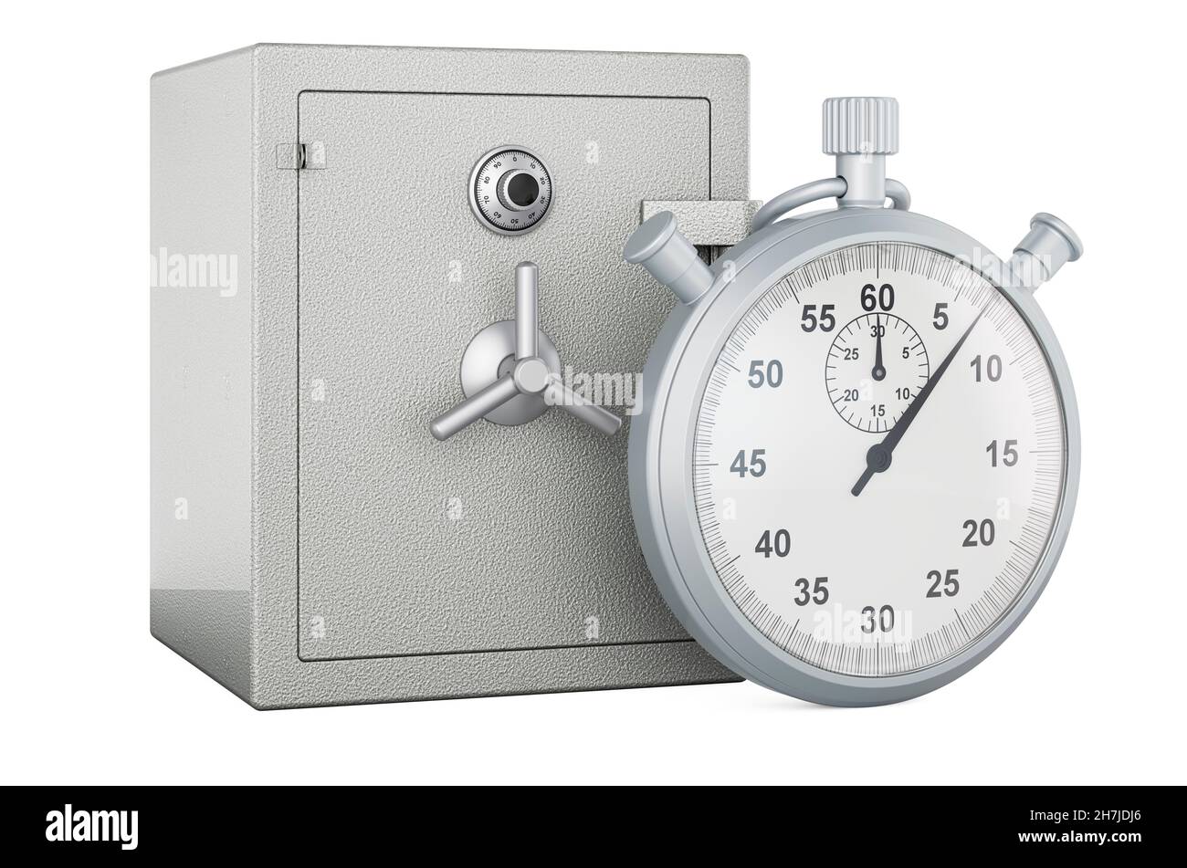 Safe box with stopwatch, 3D rendering isolated on white background ...