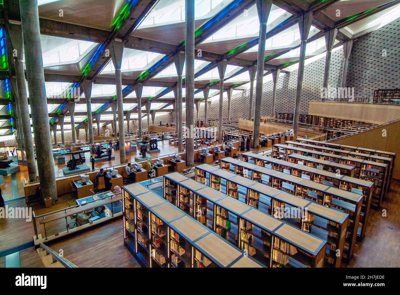 05-30-2007 Alexandra, Egypt . Panorama indoors of Alexandrian library ...