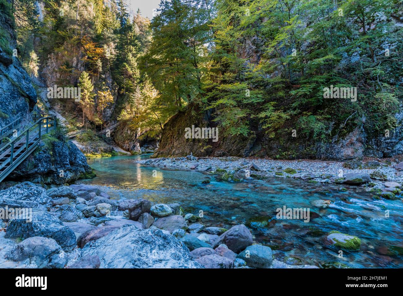 Panorama and details of the Slizza ravine in Autumn. Tarvisio Stock ...