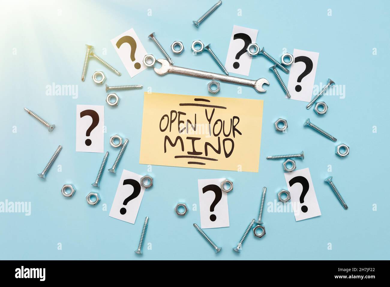 Conceptual caption Open Your Mind. Business concept to be able to ...