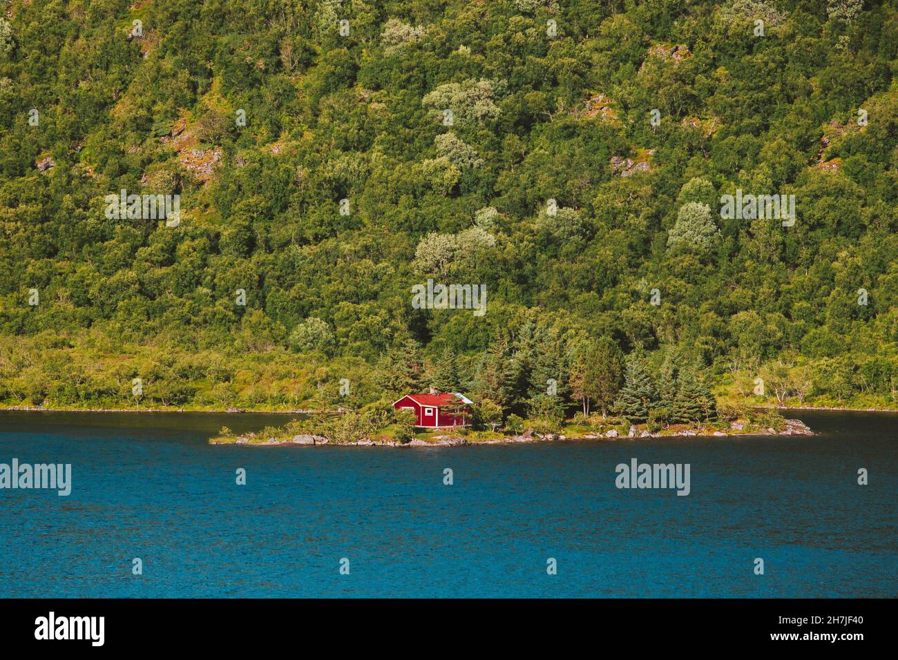 Landscape in Norway red house on island introvert style traditional ...