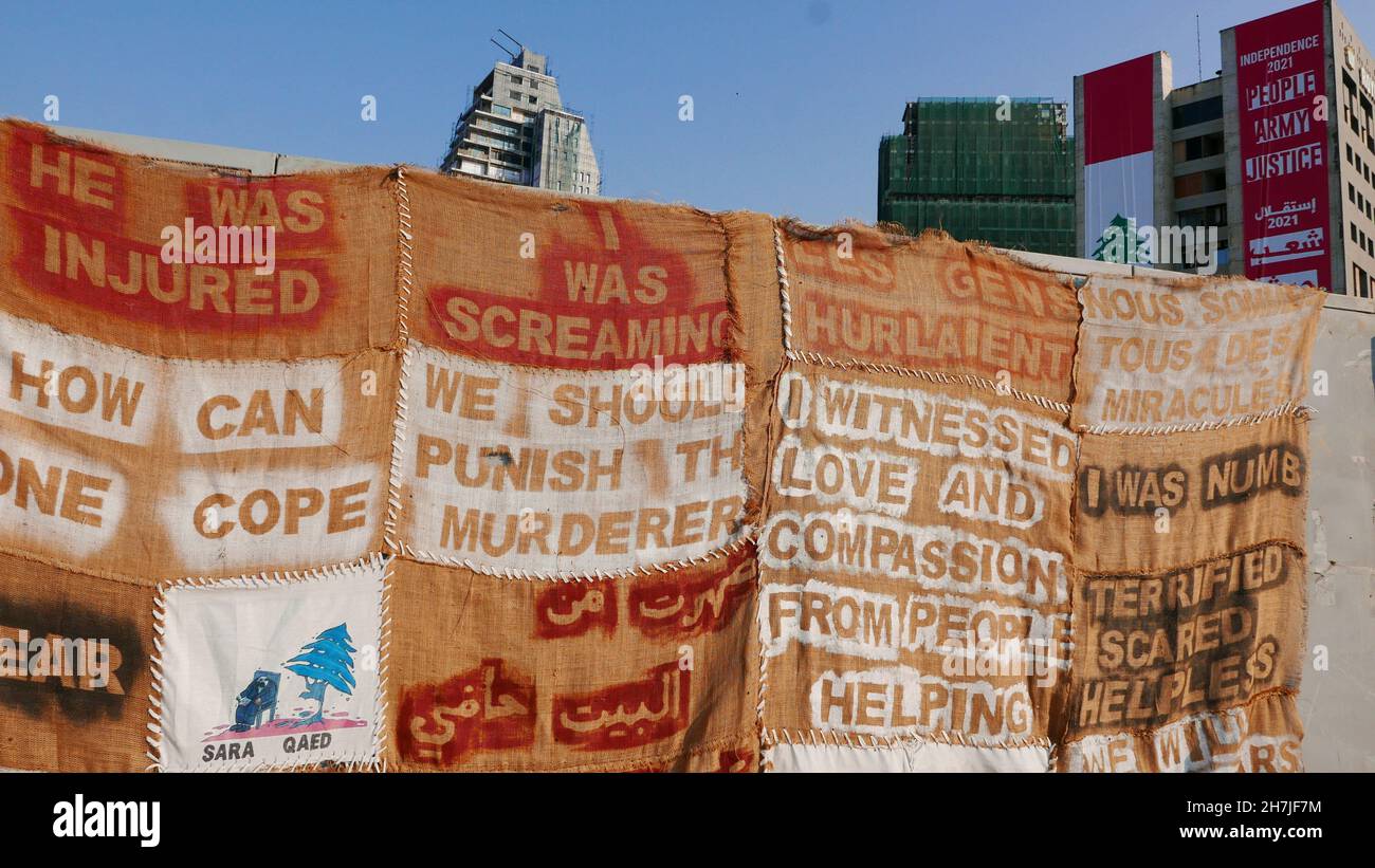 Beirut, Lebanon. 23rd Nov, 2021. Installation at the port made on ...