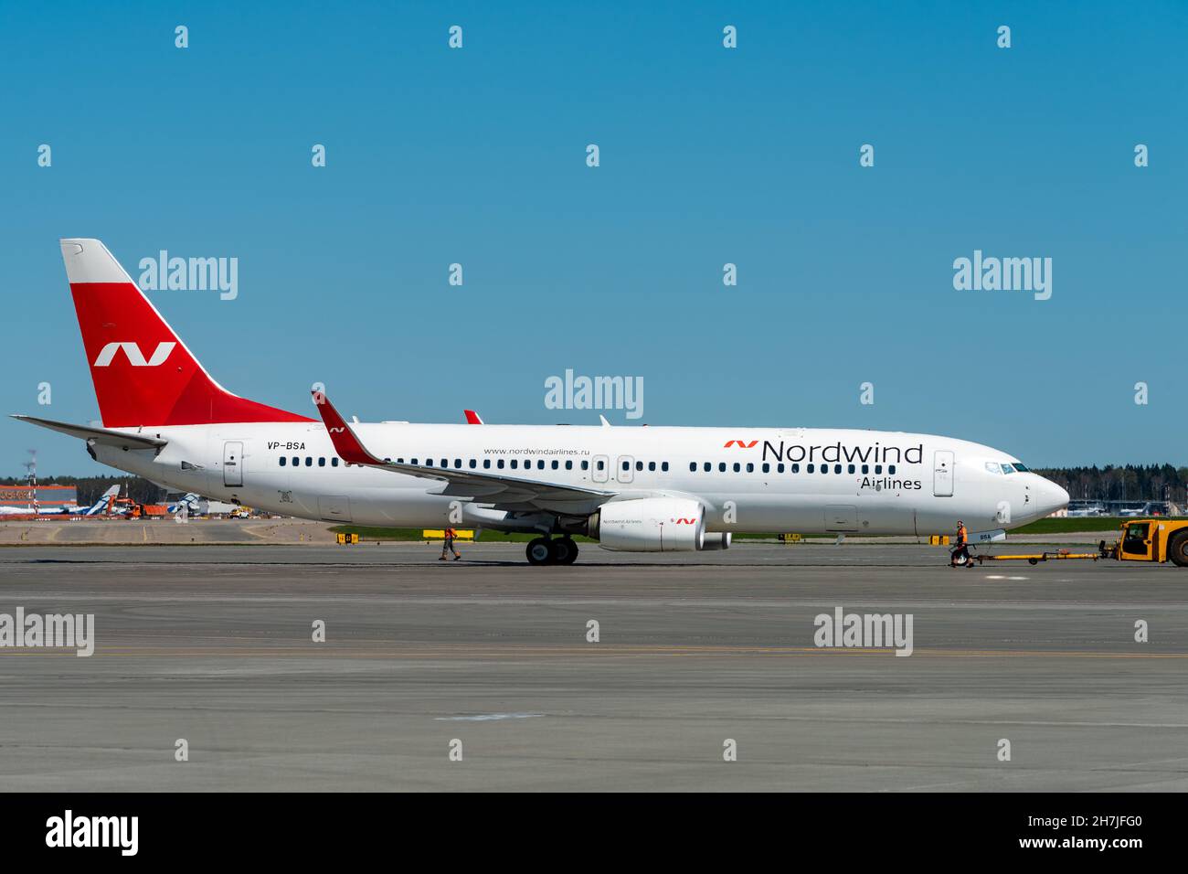 May 11, 2021, Moscow, Russia. Airplane Boeing 737 of Nordwind Airlines ...