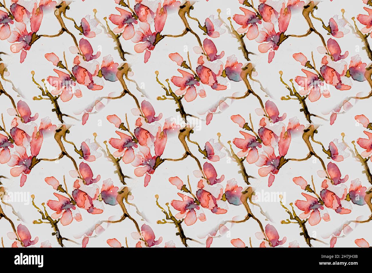 Chinese Flower Trees. Seamless Apple Wallpaper Stock Photo - Alamy