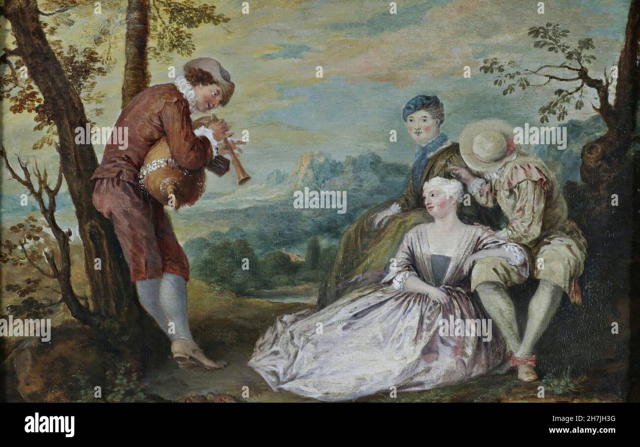 Antoine Watteau (1684-1721) - Figures in an Arcadian Landscape Stock ...