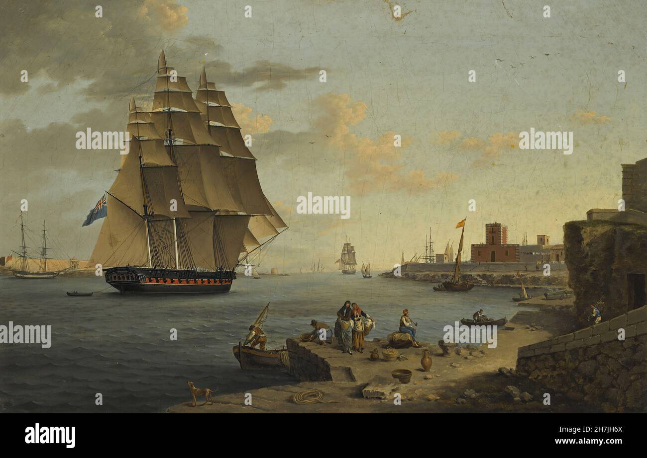Anton Schranz - A British Frigate leaving Port Mahon, Minorca Stock ...