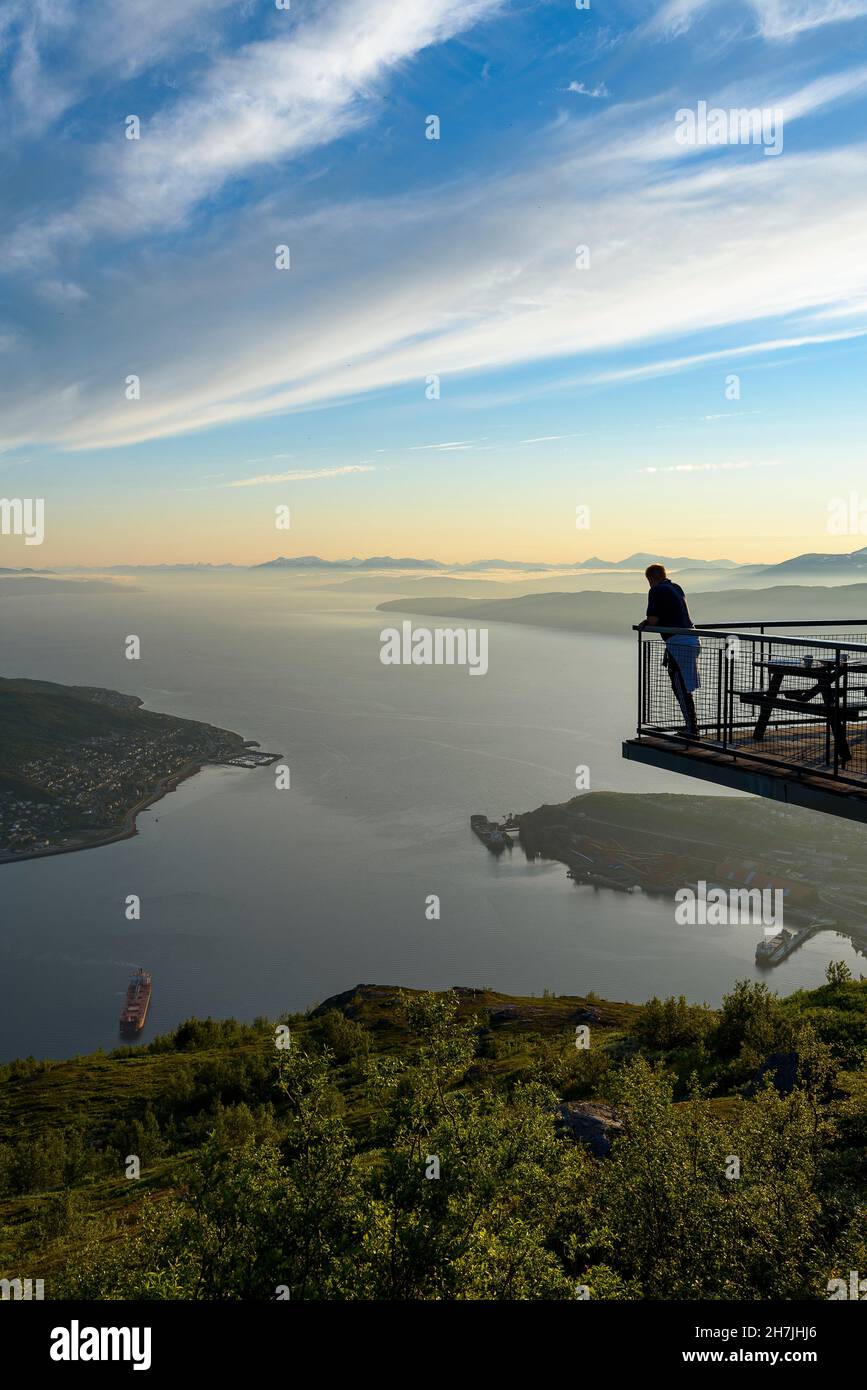 Man on terrace, From Fagernesfjell you have a great view of the ...