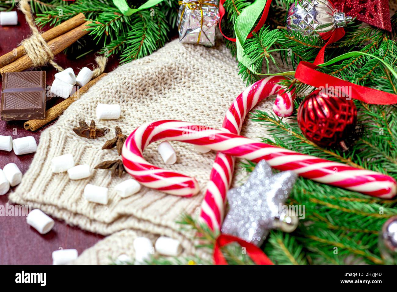 Bright Christmas and New Year celebration background with fir tree ...