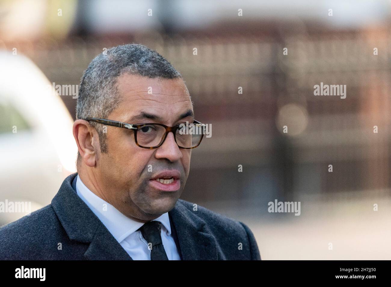 MP James Cleverly arriving for the funeral service requiem mass for ...