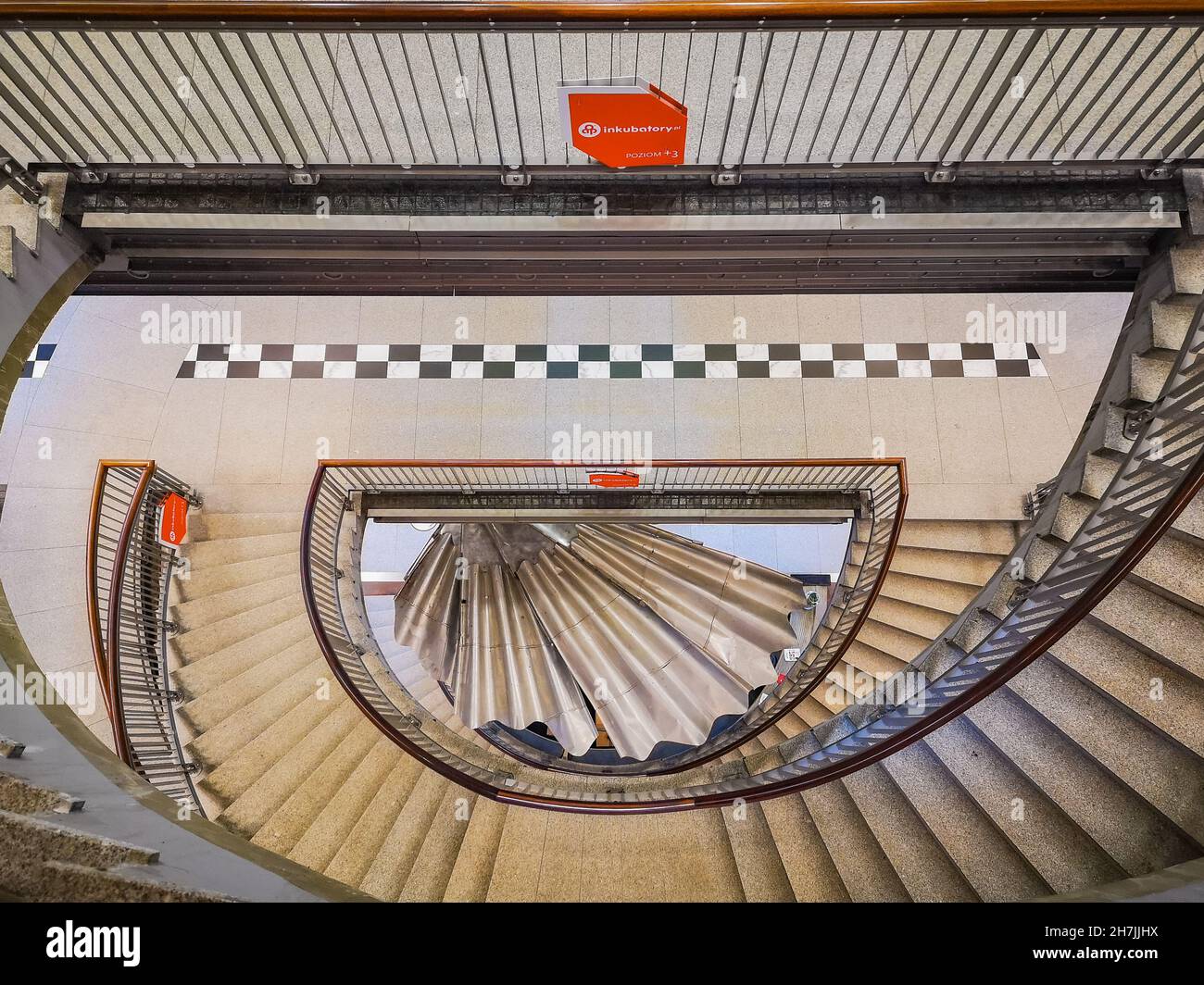 Poznan, Poland - October 2 2020: Half spiral stairs inside of Old ...