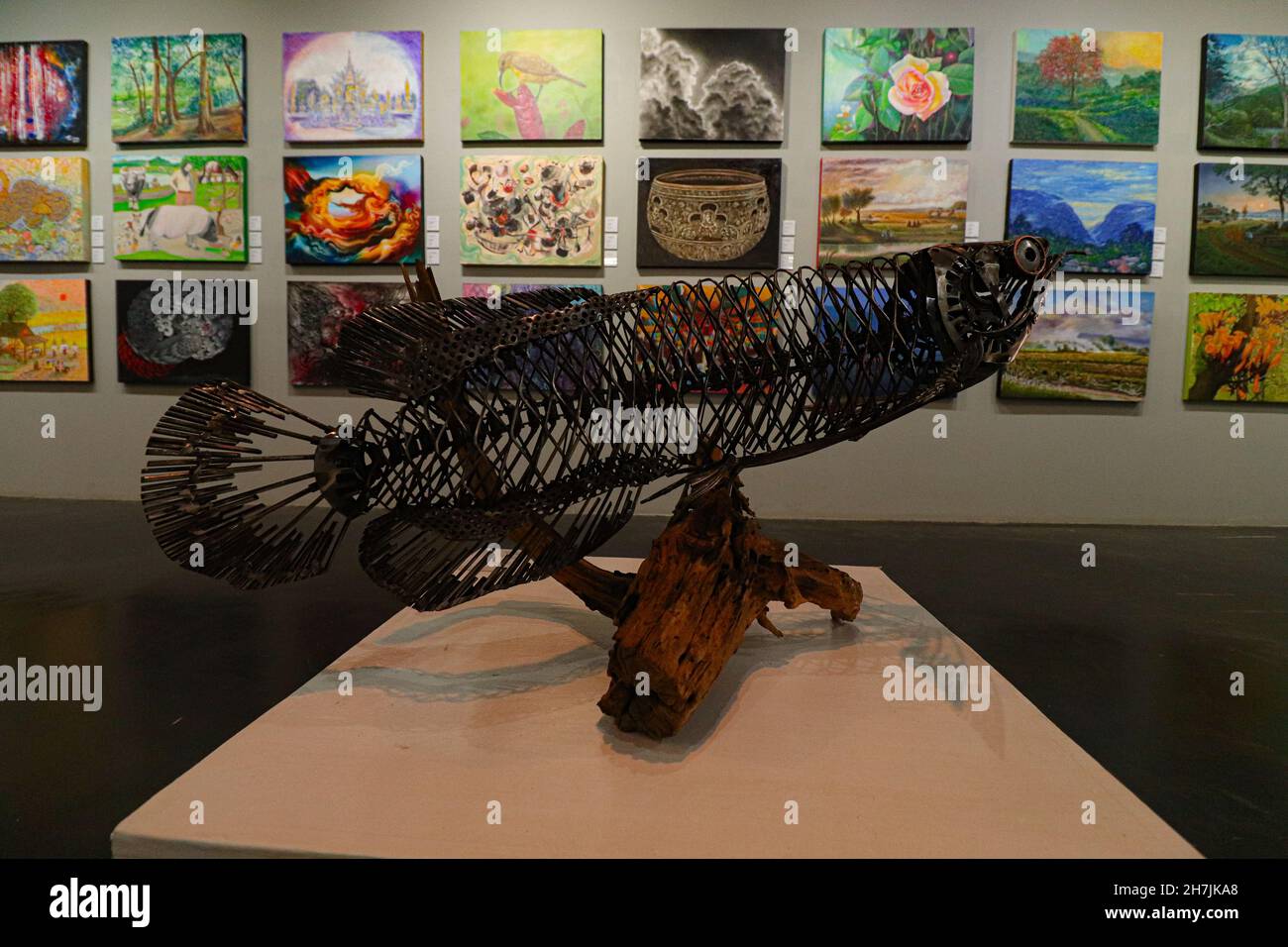 CHIANG RA, THAILAND - Dec 11, 2019: A closeup of a sculpture of a fish ...