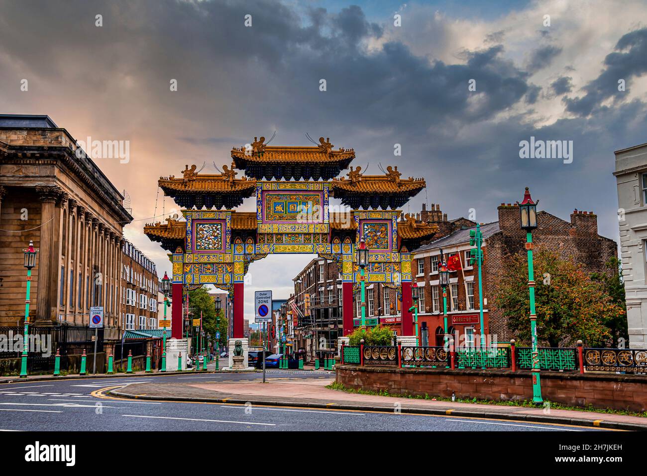 Famous decorated Chinatown entrance gate structure on Nelson street ...