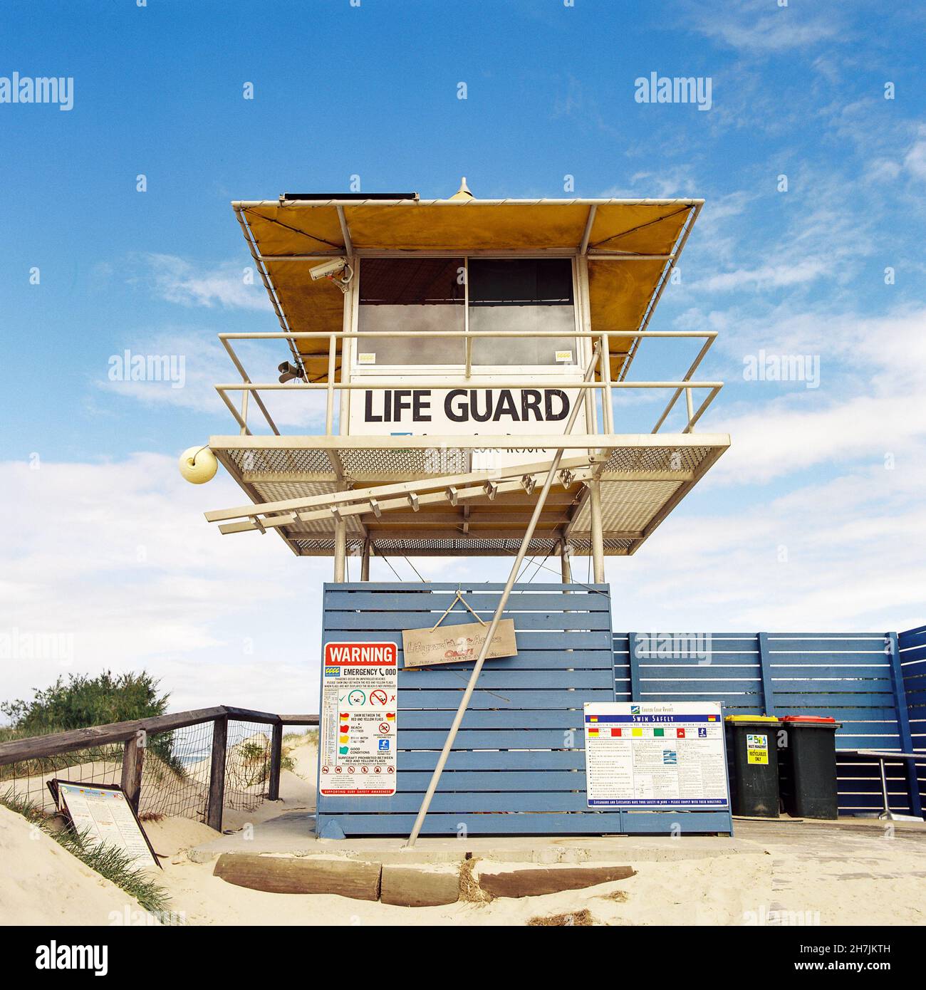 Lifeguards beach station or tower, South Stradbrooke Island, Queensland ...